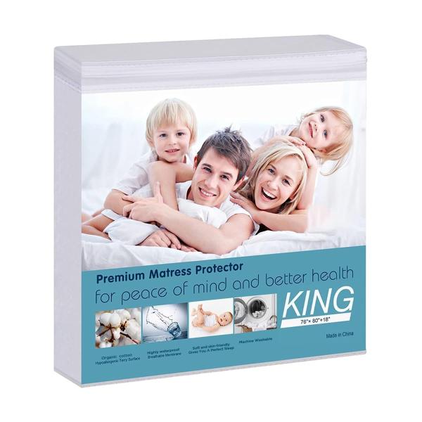 商品名: Waterproof Mattress Pad Protector 100% Organic Cotton Hypoallergenic Breathable Mattress Pad Cover, Deep Pocket, Vi...