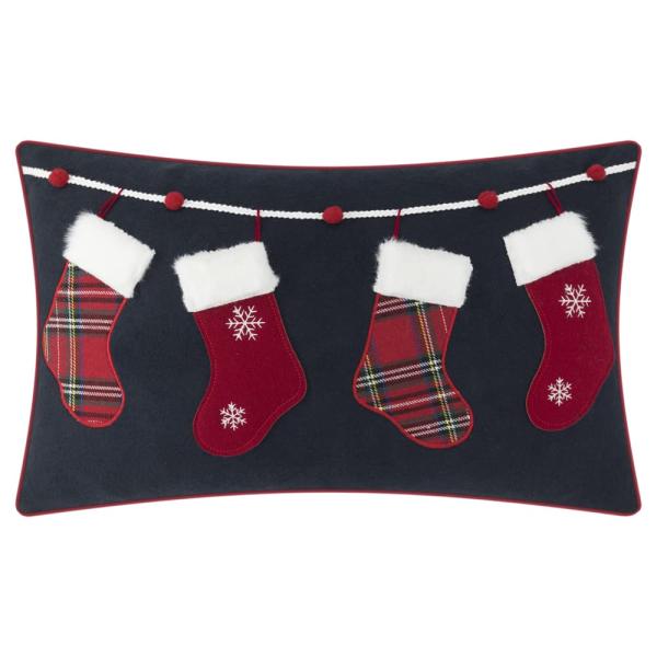 商品名: JWH クリスマス ストッキング 枕カバー 装飾 ホリデー デコレーション 腰 枕カバー レッド ソックス クッション ファームハウス ベッド ソファ カウチ 12x20インチ ネイビーブルー JWH Christmas Stoc...