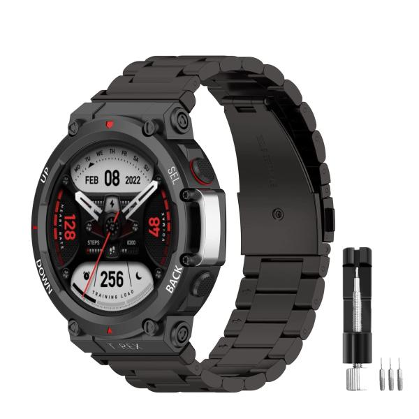 商品名: E ECSEM バンド Amazfit T-Rex 2対応 バンド メンズ メタル 調節可能 ステンレススチール クール リストバンド ブレスレット アクセサリー 交換用 ストラップ Amazfit T-Rex 2 スマートウォッ...