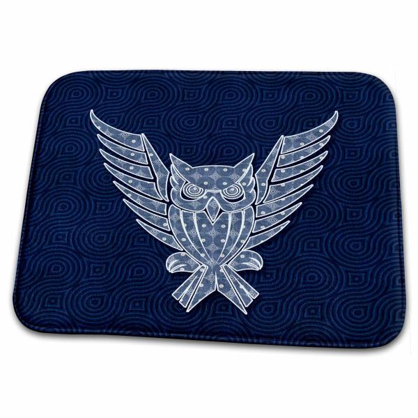 商品名:  3dRose Open Winged Woodland Owl in Blue and White Geometric... - Bathroom Bath Rug Mats (rug-264317-1)ブランド: 3dRose...