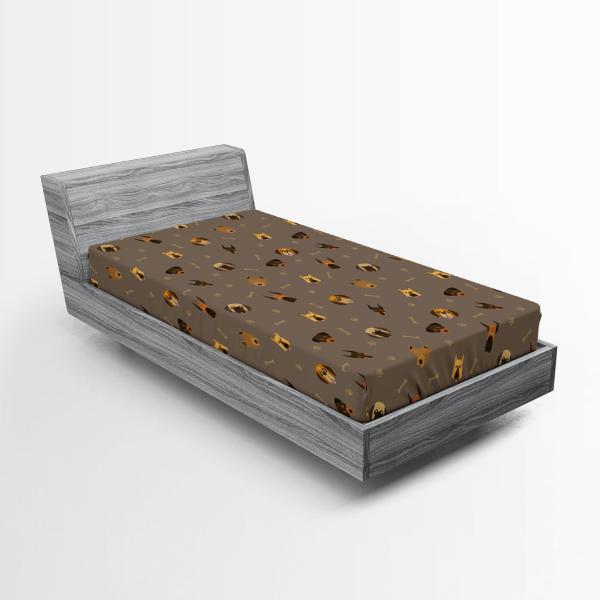 商品名:  Ambesonne Dog Lover 2 Pack Fitted Sheet, Heads Paw Print and Bones, Bed Cover All-Round Elastic Deep Pockets 2 Pie...