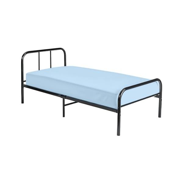 商品名: コットボックスシーツ 30 x 75、エジプト綿100%、コットサイズボトムシート1枚のみ、ナローツイン、キャンプバンク、アーミーコット、三つ折りマットレス、キャンプコット、ゲストベッド交換に最適(ライトブルー) Cot Fitt...