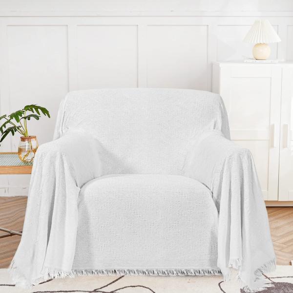 商品名:  MYSKY HOME Couch Cover White Sofa Covers Small Chair Cover Geometrical Couch Recliner Cover for 1 Cushion Couch Wa...