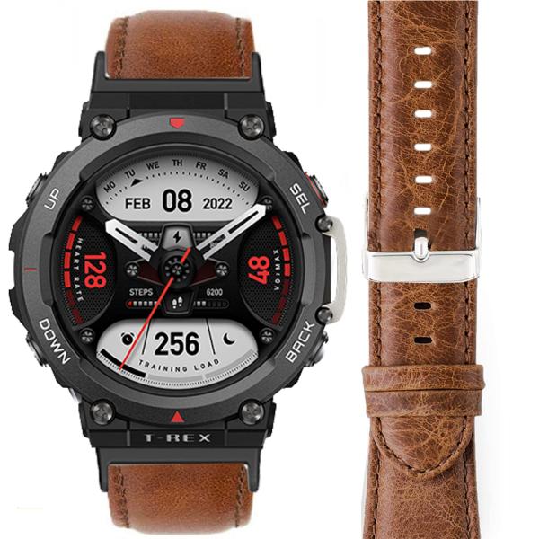 商品名:  Lamshaw Compatible with Amazfit T-Rex 2 Smart Watch Band, Crazy Leather Strap Replacement Band Straps Compatible f...