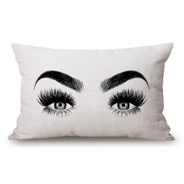 商品名: 女性用 目腰用クッションカバー 12x20インチ 装飾 寝室 リビングルーム まつげと眉毛 長方形クッションカバー ベッド ソファ カウチ用 Solekla Woman's Eyes Lumbar Throw Pillow Cov...