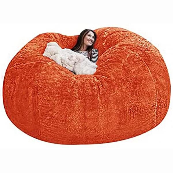 商品名:  SHANGRONG Big Round Bean Bag Chair Cover, (No Filler) Soft Fluffy Faux Fur Bean Bag Chairs, Portable Living Room F...