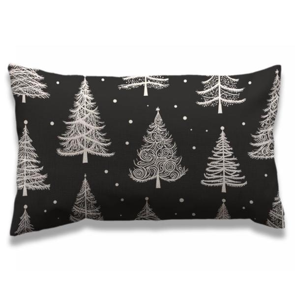 商品名: AOYEGO クリスマスツリークッションカバー 12x20インチ ブラック ホワイト リーフ サークル 水玉 長方形 枕カバー ホームデコレーション コットンリネン クッションカバー ベッドソファ用 AOYEGO Christma...
