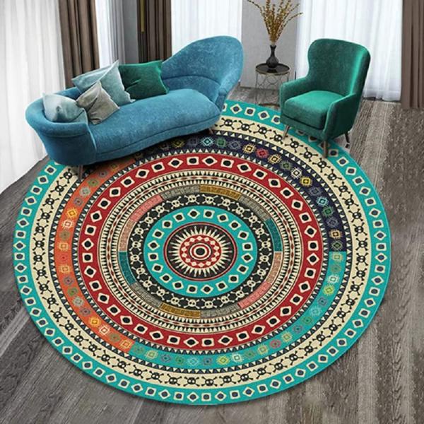 商品名:  Ochine 4Ft Cotton Round Area Rug Boho Round Rug Hand Woven Cotton Area Rug Machine Washable Chic Bohemian Mandala ...