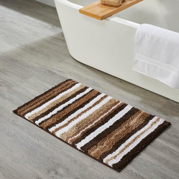 商品名: Better Trends Griffie Collection バスルームマット - ブラウンバスルームラグ、洗濯可能、速乾&amp;吸収性バスマット、ファームハウスバスルームラグ、バスルーム用バスマットノンスリップ、17x24...