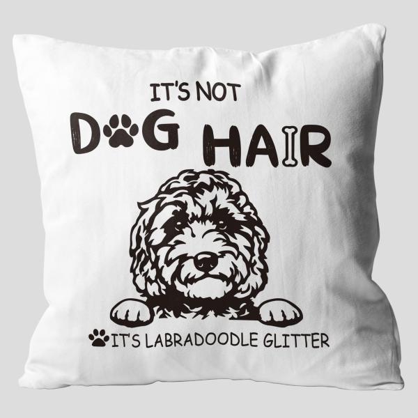 商品名: It's Not Dog Hair It's Labradoodle グリッタースローピローカバー、ペインティング ラブラドゥードルの愛犬家へのギフト、18 x 18インチ 装飾フランネルピローケース、ソファカウチベッド用)(00...