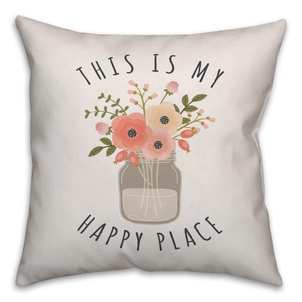 商品名: Creative Products This is My Happy Place スローピロー | リビングルーム カウチ ベッド ソファ用装飾枕 ふわふわソフトクッション | ピンク、18x18 Creative Product...