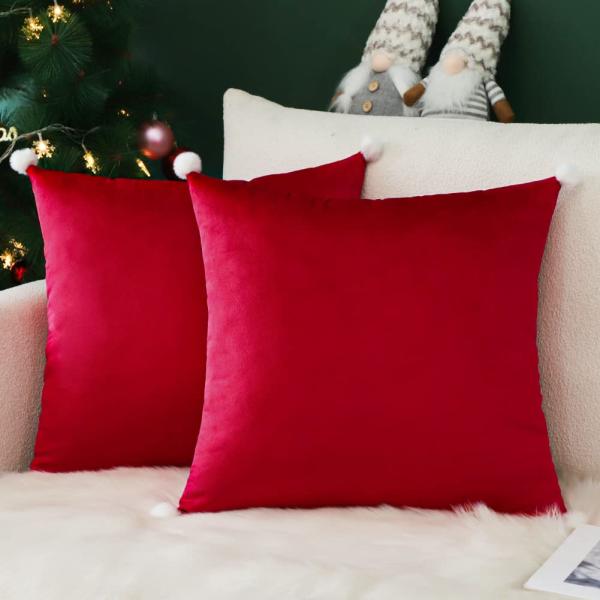 商品名:  OTOSTAR Christmas Decorative Soft Velvet Throw Pillow Covers 18 X 18 Inches Square Pillow Covers with Pom-poms Pil...