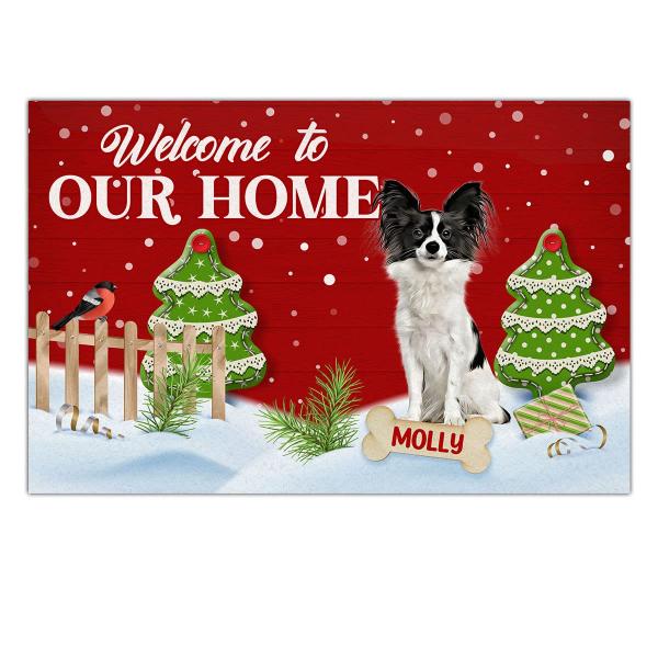 商品名:  kobalo Personalized Papillon Kitchen Home Rug Non-Slip Carpet 16x24 Inch Indoor Entryway Doormat Christmas Welcome...