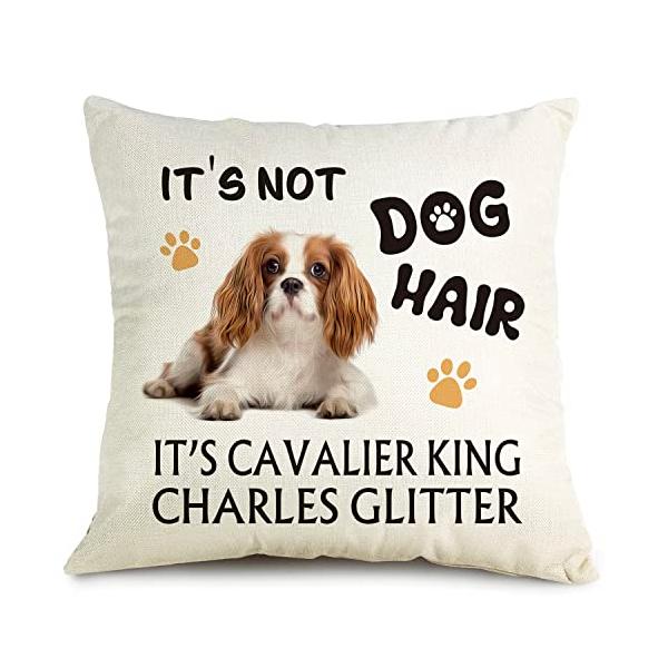商品名: OUz It's NOT Dog Hair - スローピローカバー、キャバリアキングチャールズ犬の装飾 面白い枕カバー 犬愛好家へのギフト、ソファベッド リビングルーム ホーム装飾 18x18インチ 8D315 OUZ It's ...
