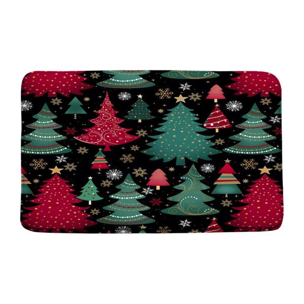 商品名:  Christmas Tree Bath Mat Red Xmas Pine Tree Star Balls Snowflake Winter Holiday Santa Claus Deer Snowy New Year Mer...