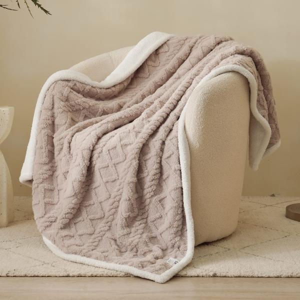 商品名: Simple&amp;Opulence シェルパフリーススローブランケット - ソフトでふわふわで暖かいふわふわふわふわふわふわふわふわブランケット エレガントな3Dパターン カウチ/ソファ/ベッド/キャメル用 30インチx40イ...