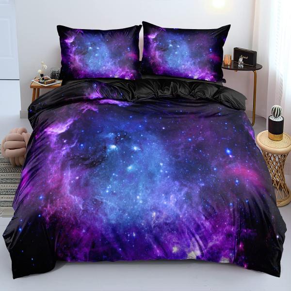 商品名: Holiyjog Galaxy 掛け布団カバースペース寝具セット フルサイズ ティーンキッズ用 男の子と女の子向け パープルベッドセット 掛け布団カバー1枚と枕カバー2枚付き Holiyjog Galaxy Duvet Cover...