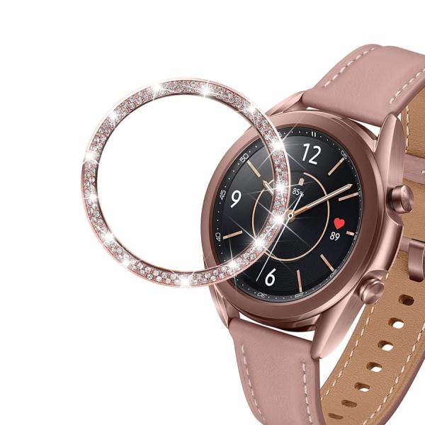 商品名: DEALELE ベゼルカバー Samsung Galaxy Watch 3 (41mm)対応 キラキラ光るラインストーンダイヤモンド ステンレススチールメタルベゼルリング 交換用ウォッチフェイス レディース メンズ (ローズピンク...