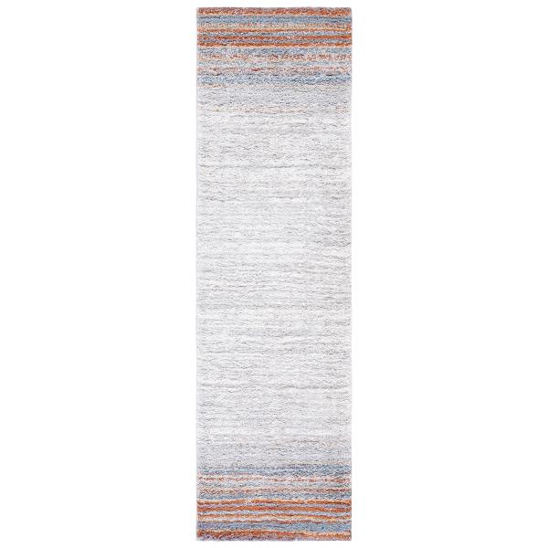 商品名:  SAFAVIEH Berber Shag Collection Runner Rug - 2'3" x 8', Blue Rust &amp; Ivory, Modern Stripe, Non-Shedding &amp; E...