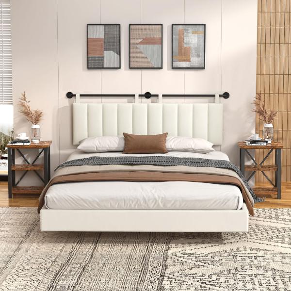 商品名: BSHOMGI 壁掛けヘッドボード 調節可能なキングヘッドボードのみ 快適なベルベット 縦型チャンネルヘッドボード キングサイズベッド用(ベルベットベージュ、キング) BSHOMGI Wall Mounted Headboard ...