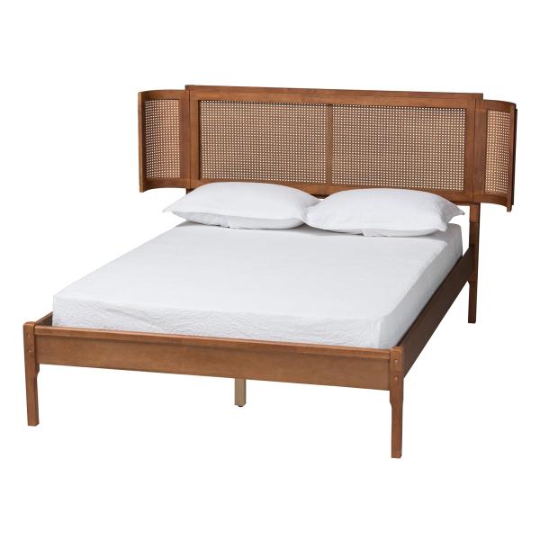 商品名:  Baxton Studio Eridian Walnut Brown Finished Wood and Natural Rattan Full Size Platform Bedブランド: Baxton Studio商品サイズ...