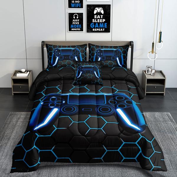 商品名:  ROWADALO 6 Pieces Gaming Bedding Set for Boys Gamer Comforter Set Full Size,Game Controller Comforter for Boys Kid...