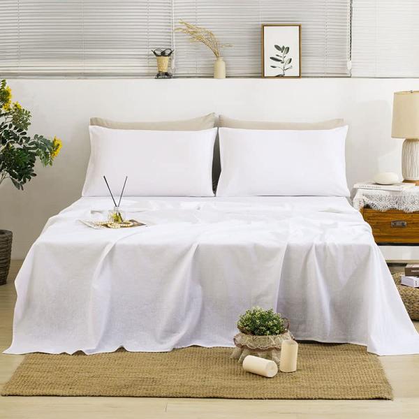 商品名:  TUMEI 100% Linen Queen Bed Sheets Set - 4Pcs Linen Sheets Queen Size Bed Set with Soft Breathable and Durable Deep...