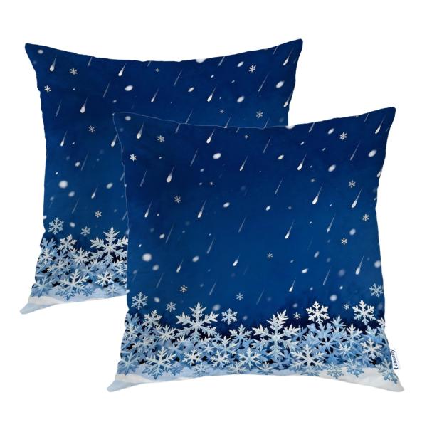 商品名: Batmerry クリスマス 雪の結晶 スロー枕カバー ブルースペース 冬の休日 スパークル 装飾枕カバー デジタルプリント ブレンド生地 カウチ ソファ ベッド用 目に見えないジッパー 18×18インチ Batmerry Chr...