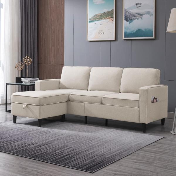 商品名:  ZAFLY Sectional Sofa with Storage Ottoman for Living Room, Sectional Couches and Ottoman Sets, Living Room Furnitu...
