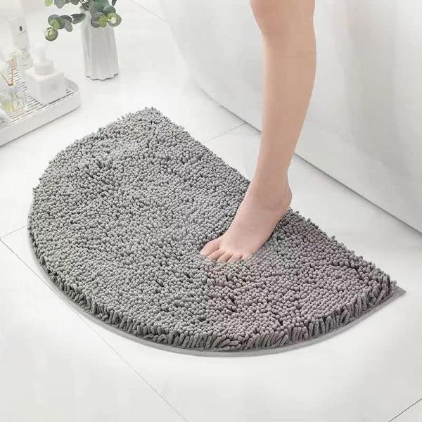 商品名: YOUFINE 半円 吸水性 バスルームラグ 厚手 ソフト シェニール 滑り止め フロアマット 洗濯機洗い可能 マット 速乾性 シャギーフットパッド 寝室 リビングルーム用 (ライトグレー 15.7~23.6インチ) YOUFIN...
