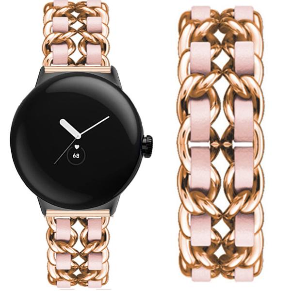 商品名:  Lamshaw Compatible for Google Pixel Watch 2 Band, Jewelry Chain Metal Wristband with Leather Women Bracelet Replac...