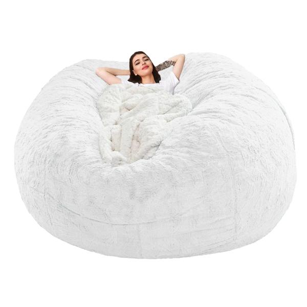 商品名: Halatua ビーンバッグソファカバー(ホワイト、7フィート(D180*H90cm)カバーのみ Halatua Bean Bag Sofa Cover (White, 7FT(D180*H90cm) ONLY Cover)ブラン...
