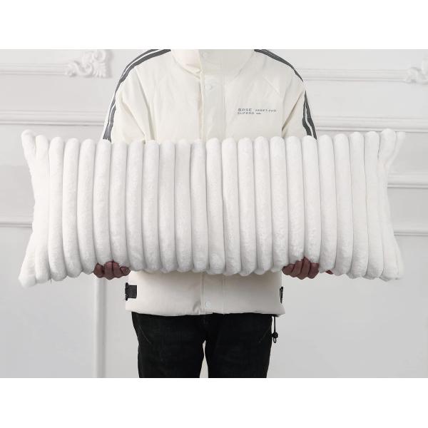 商品名: PANOD フェイクファー 装飾 ランバーサスロークッションカバー 16 x 36インチ フラシ天 ロング ボーホー ランバー枕カバー ピローケース クッションケース ベッド ソファ ファームハウス リビングルーム用 ホワイト P...