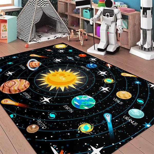 商品名: Space Rugs 教育学習 大型 ソーラーシステム カーペット キッズラグ 寝室 男の子 スペースエリアラグ リビングルーム 寝室 ダイニングルーム 装飾 クリスタル ポリエステル エリアラグ ドアマット、3フィート×4フィー...
