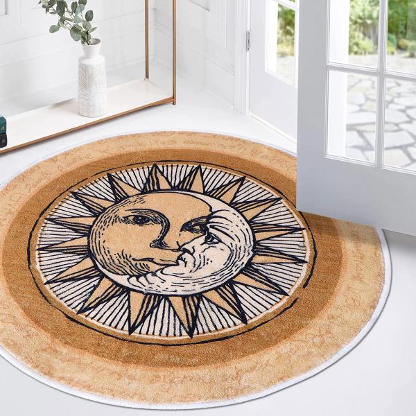 商品名:  Sun and Moon Round Rug,48x48 inch Boho Round Rug,Non-Slip Super Soft Creative Tribal Style Floor Carpet for Living...