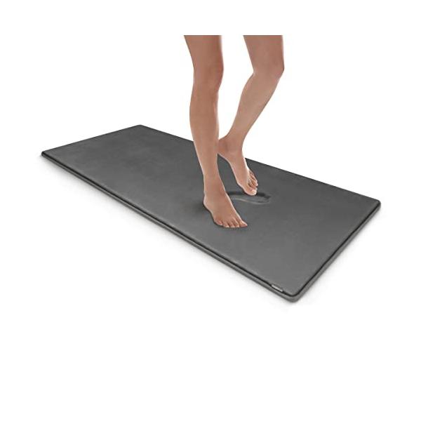 商品名: MICRODRY SoftLux ソリッドバスマット バスルーム用 極厚 低反発素材 バスルームラグ GripTex滑り止めベース チャコール注入吸収バスマット 24x58インチ ランナー ダークグレー MICRODRY Soft...