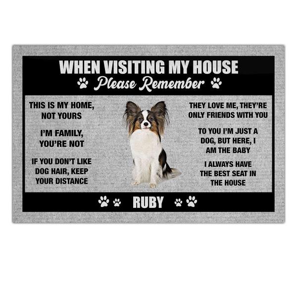 商品名:  kobalo Personalized Papillon Kitchen Home Rug Non-Slip Carpet Indoor Entryway Doormat 16x24 Inch When Visiting My ...