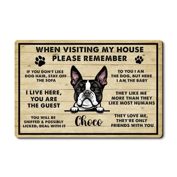 商品名:  VOTANTA Personalized Boston Terrier Doormat Custom Dog Mats Funny Gifts for Dogs Lovers Dog Owners When Visiting M...