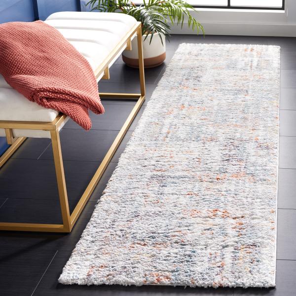 商品名:  SAFAVIEH Berber Shag Collection Runner Rug - 2'3" x 6', Blue Rust &amp; Ivory, Non-Shedding &amp; Easy Care, 1.25-...