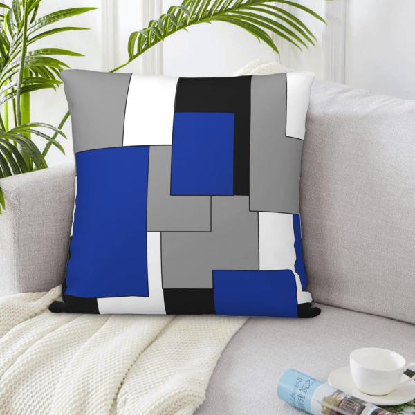 商品名:  KURISOE Pack of 2 Throw Pillow Cover Geometric Blue Black White Gray, 18"x18" Square Cushion Covers for Couch Sofa...
