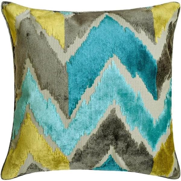 商品名: The HomeCentric 装飾 青い クッション, 35 x 35 cm ベルベット 枕 シェブロン, クッションカバー付き, 概要 枕, モダン-Cordelia The HomeCentric Decorative Bl...