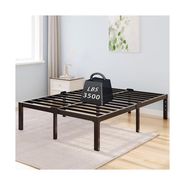 商品名: Kydins 高さ14インチ ベッドフレーム クイーンサイズ 収納ヘッドボード付き 頑丈なスチールスラットメタルマットレスファンデーション ボックススプリング不要 モダンブラック Kydins Platform Bed Frame...