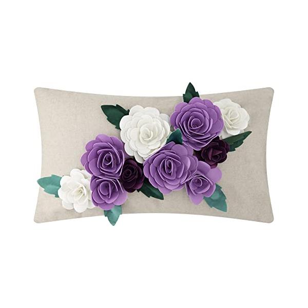 商品名: KINGROSE Funda de coj〓n decorativa con dise〓o de flores en 3D, hecha a mano, para sof〓, cama, decoraci〓n del hogar,...