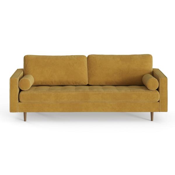 商品名:  Inmod Matilde Velvet Sofa, Goldブランド: Inmod商品番号: 色: Gold素材: Walnut, Faux Leather■海外在庫品のため通常【2〜3週間】ほどお時間を頂戴しております。■税...