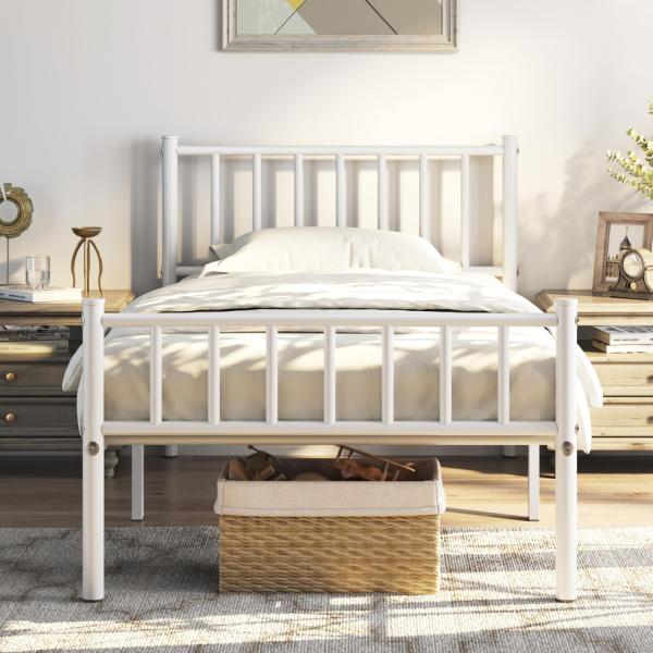 商品名:  Topeakmart White Metal Twin Size Bed Frame with Headboard and Footboard, White Platform Bed Frame Twin, Heavy Duty...