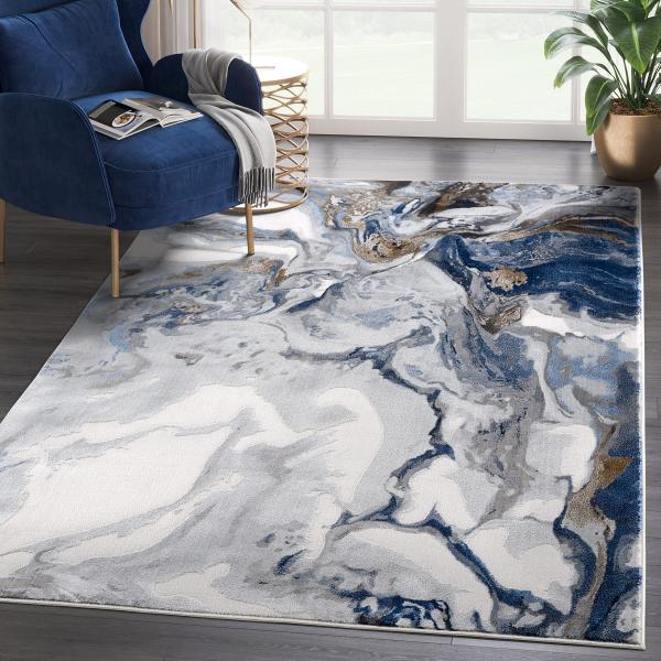 商品名:  Abani Rugs Abstract Design 2'x3' Bedroom Rug - Grey, Brown &amp; Blue Modern Multi-Dimensional Washable Area Rugブラ...