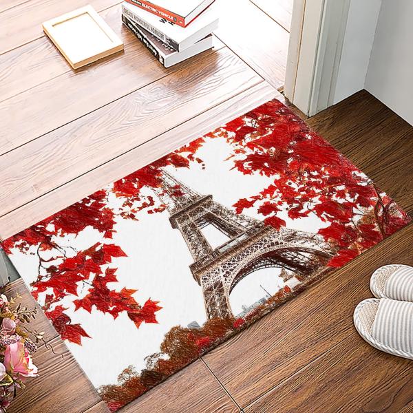 商品名:  Vintage Eiffel Towel Romantic Paris Red Fall Maple Leaf, Bathroom Shower Mat Doormat Non Slip,Floor Rug Absorbent ...