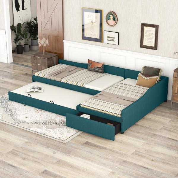 商品名:  Bellemave L-Shape Platform Bed Twin Size Upholstered Daybed with Trundle and Storage Drawer Linen Corner Day Bed F...