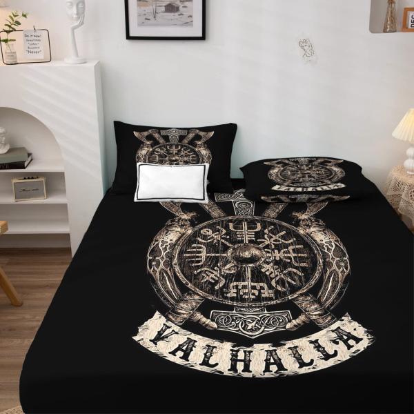 商品名:  NIYAKA Viking Sheets California King Size Bed Set, Valhalla Mythology Nordic Sheet Set, Soft Microfiber Black Bedd...