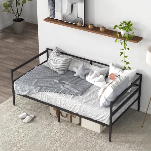 商品名:  KOMFOTT Twin Size Metal Daybed Frame, Heavy-Duty Metal Slats Support Platform Bed, Home Sofa Bed with Storage, No ...